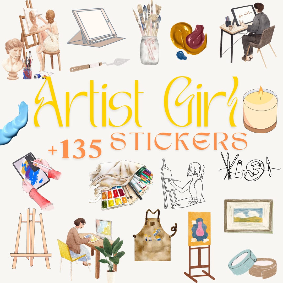 Artist Girl Stickers Painter Aesthetic Creativity Decal Artist Supply ...