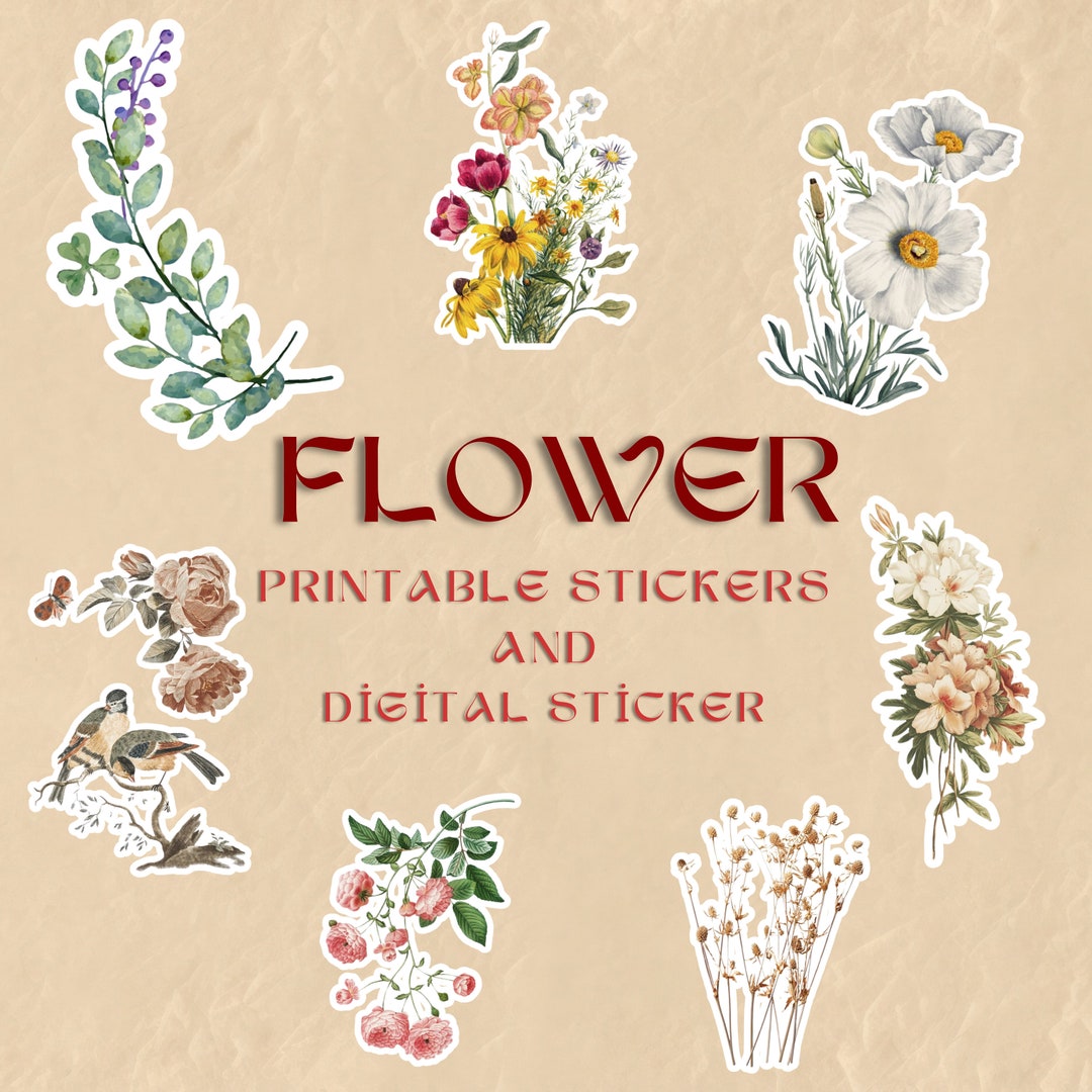 Floral Stickers Aesthetic Floral Stickers Printable Stickers PNG SVG ...