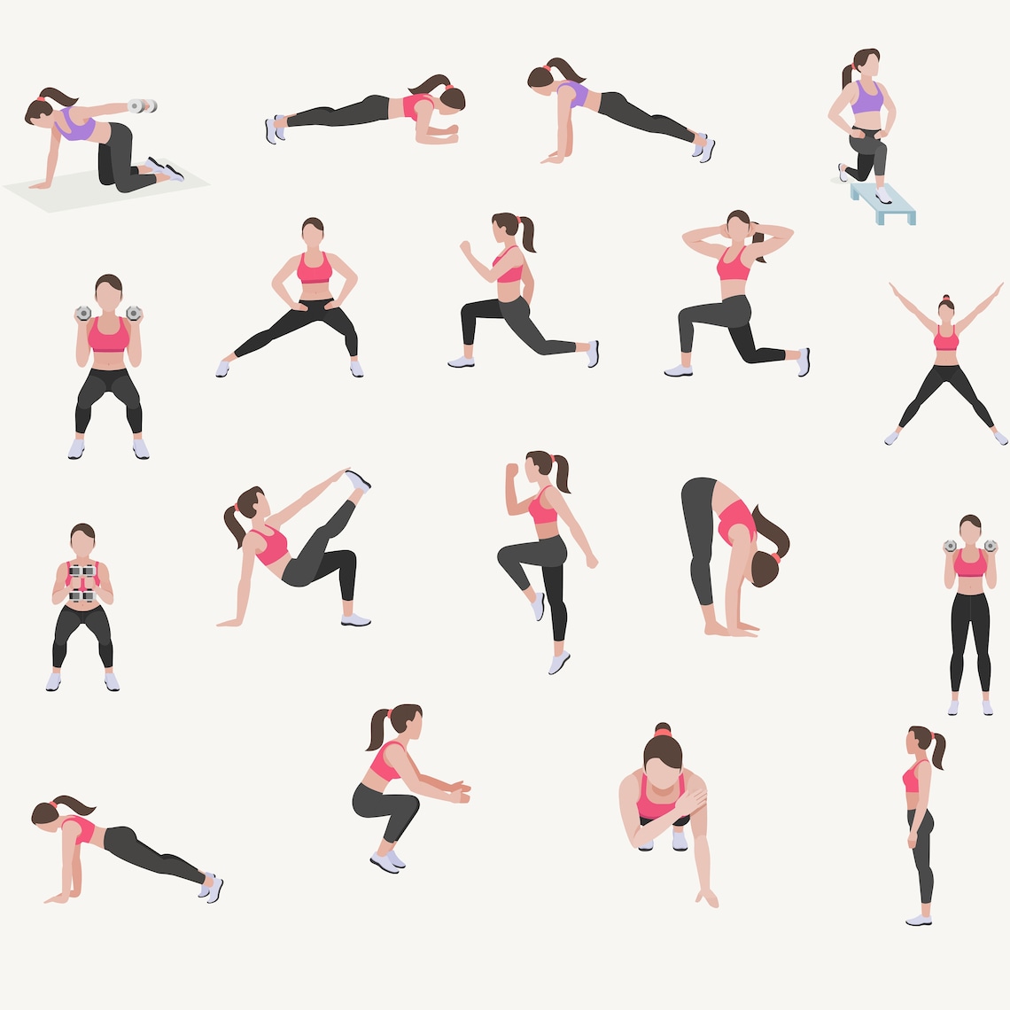 Fitness Stickers: Gym Exercise Movements for Digital Planners (PNG) - Etsy