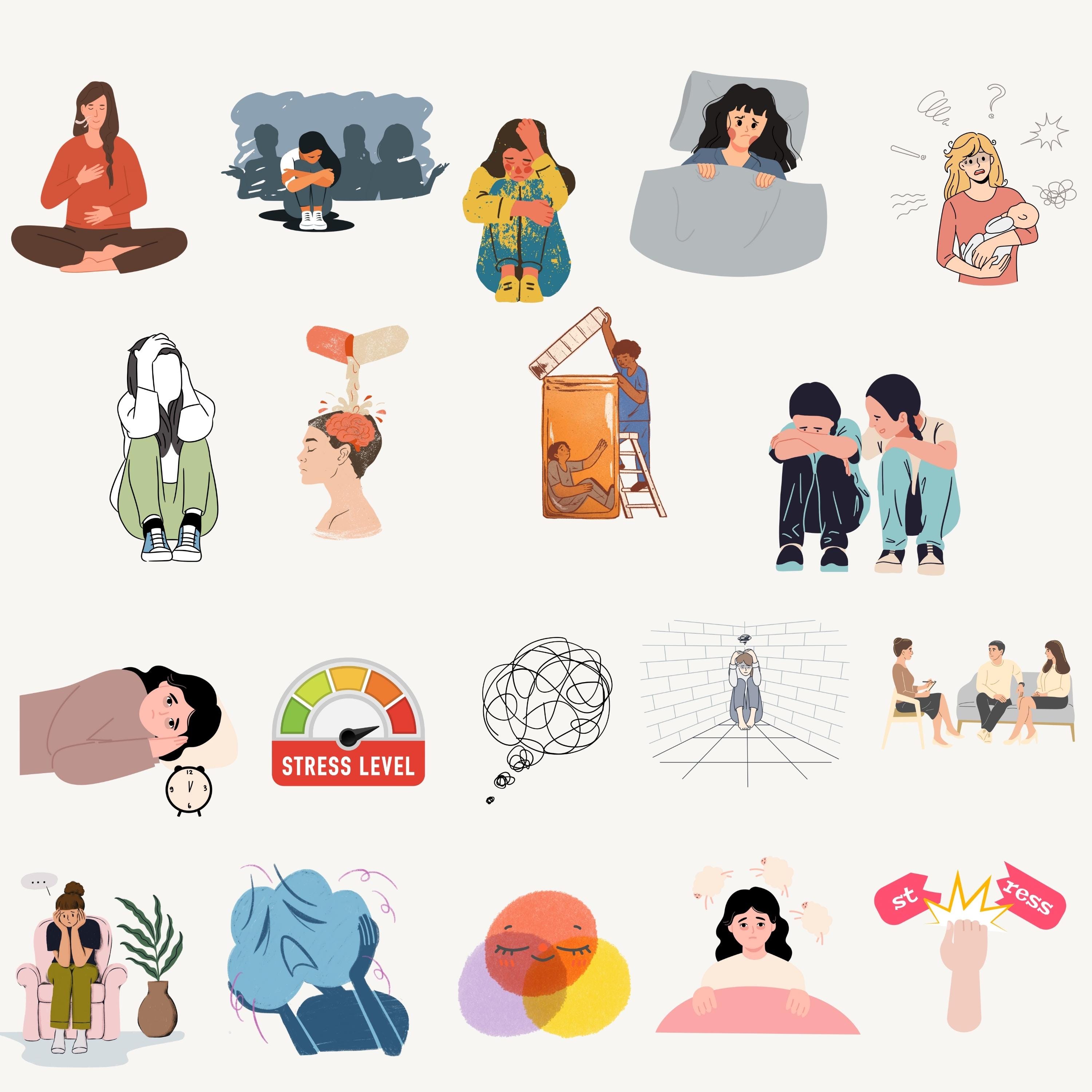 Depression and Stress Sticker Digital Planner Sticker Anxiety Stickers ...