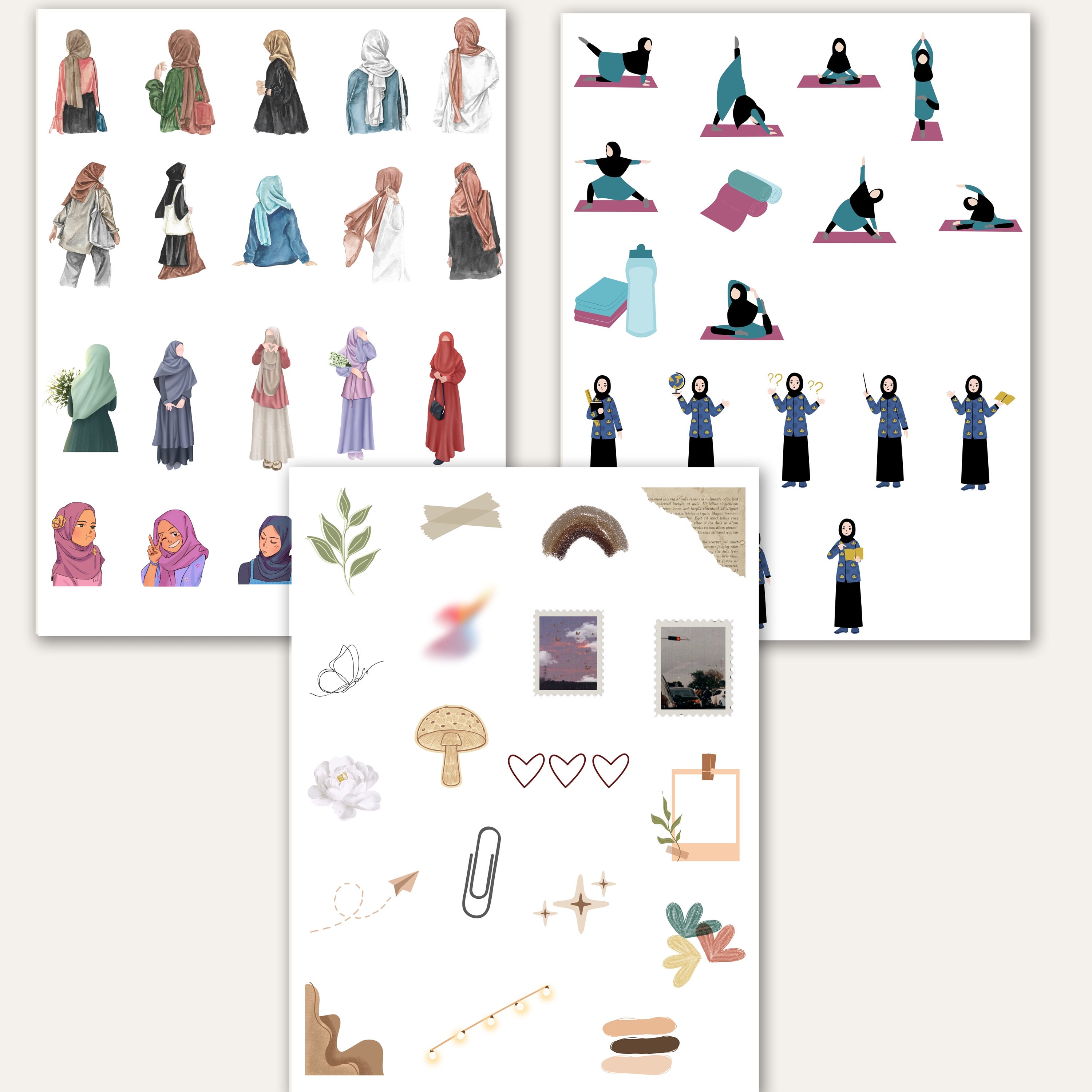 Islamic Girl Stickers: Muslim Hijab Digital Stickers (PNG Files) - Etsy