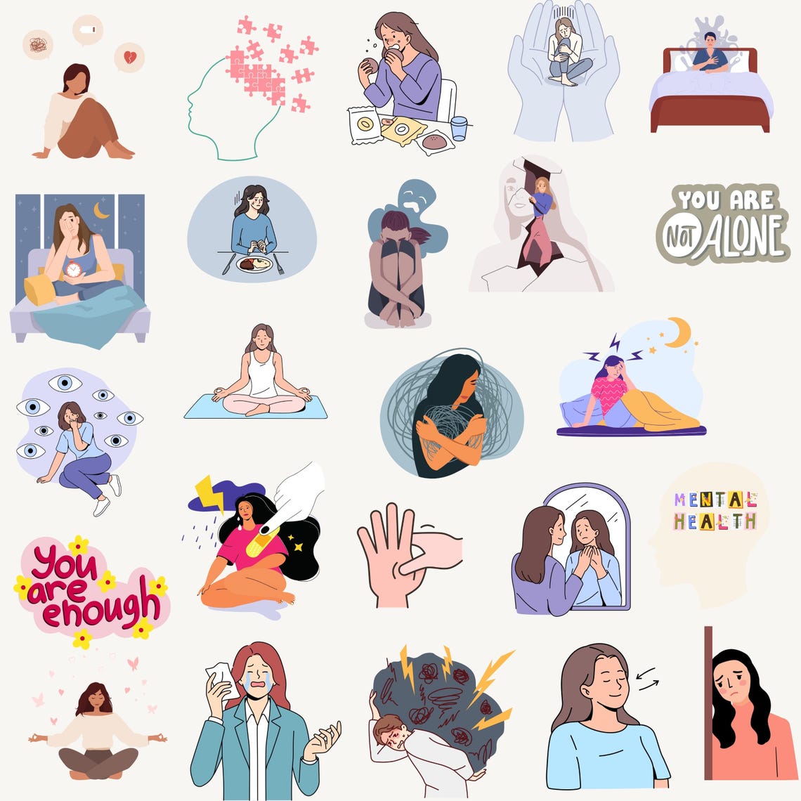 Depression and Stress Sticker Digital Planner Sticker Anxiety Stickers ...