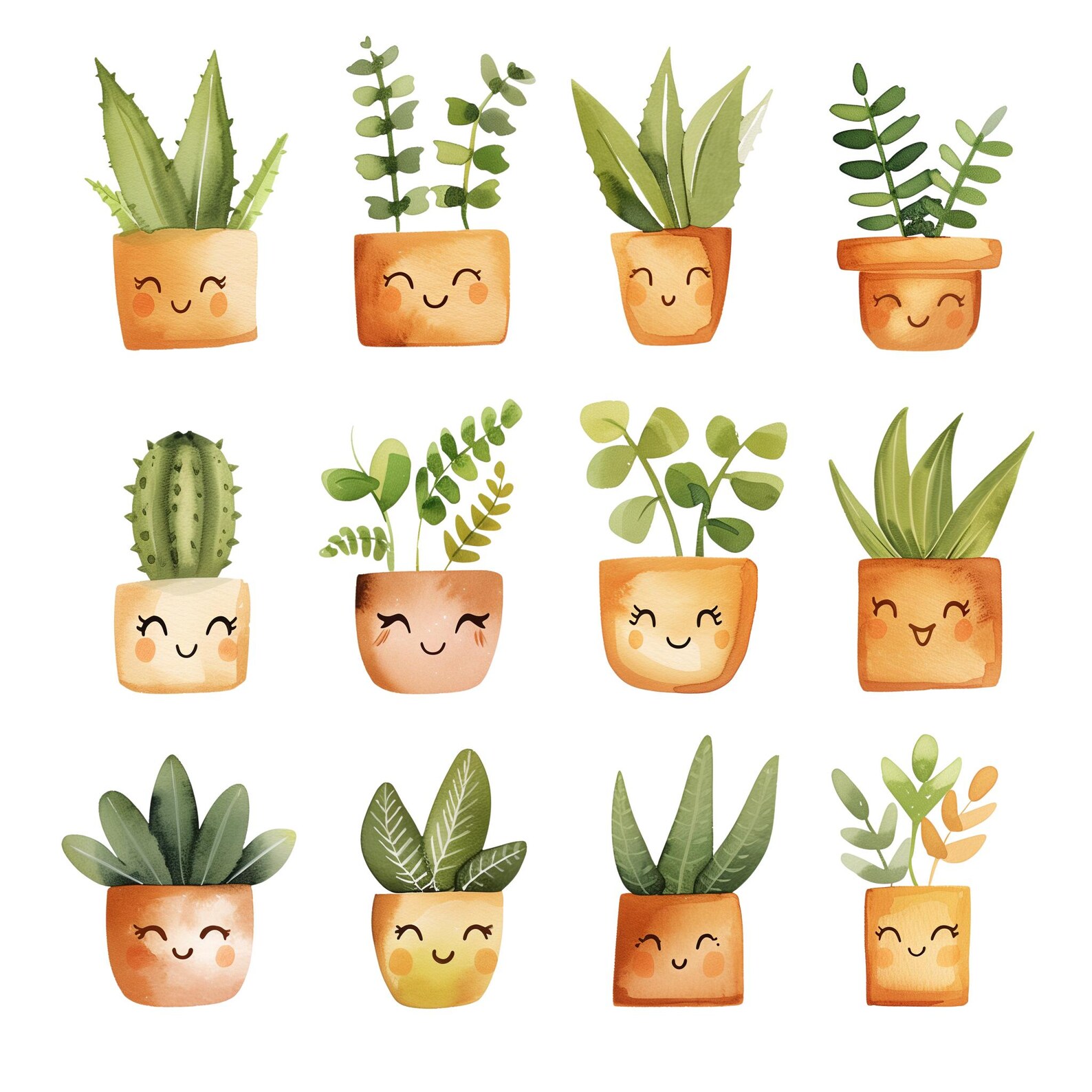 Cute Plant Sticker Sheet – Kawaii Botanical Stickers for Journals ...