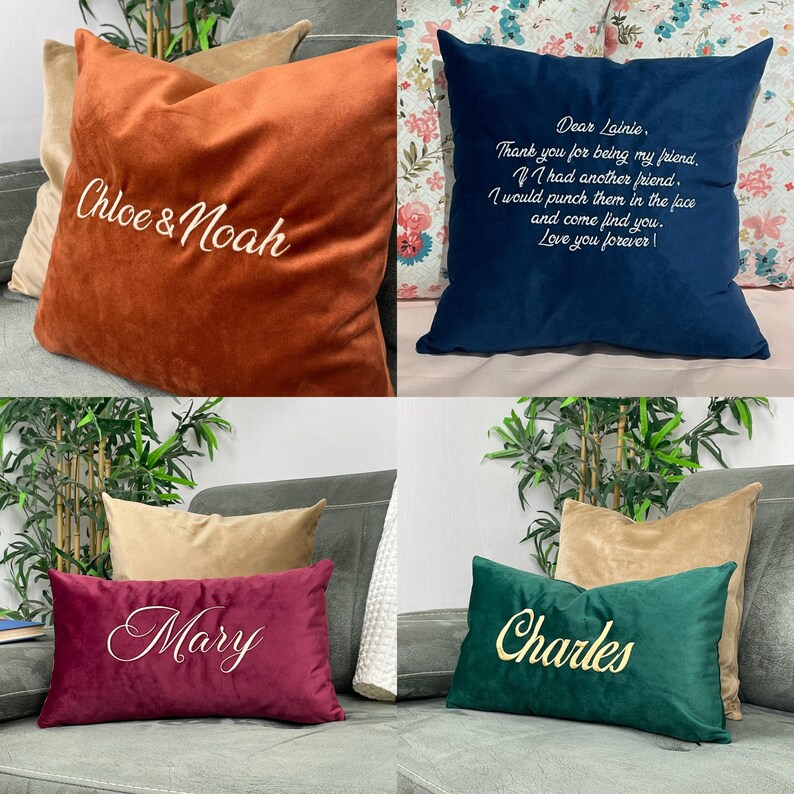 Personalized Calligraphy Name Pillow, Custom Embroidered Pillow Gift ...