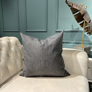 Dark Gray Linen Pillow Cover, Black Euro Pillow Sham 24x24, Linen ...