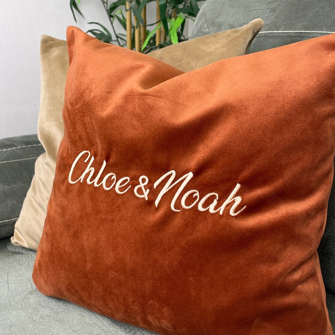 Personalized Calligraphy Name Pillow, Custom Embroidered Pillow Gift ...