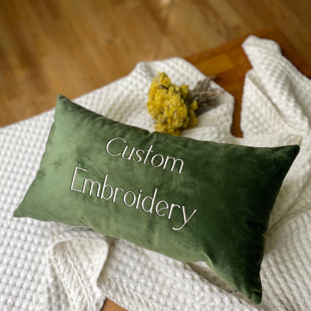 Custom Embroidery Pillow, Personalized Pillow, Bedding, Bedroom Decor ...
