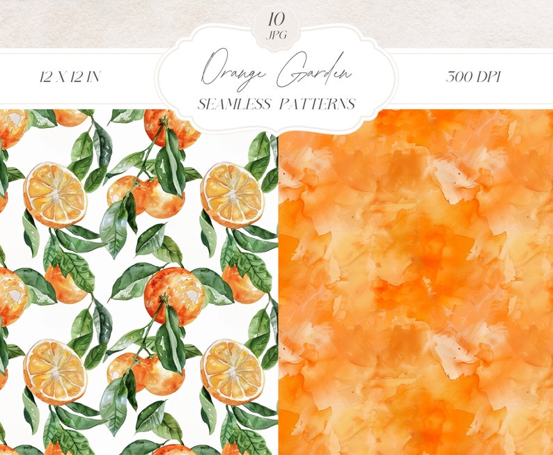 Watercolor Orange Seamless Patterns, Orange Digital Paper, Watercolor ...