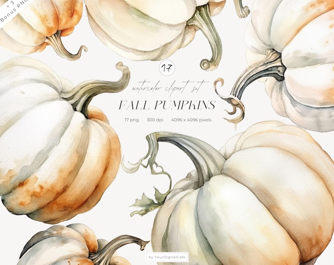 Watercolor Pumpkin Clipart 9 Images Shabby Chic Pumpkins Fall Floral ...