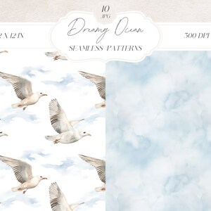 Watercolor Ocean Seamless Patterns, Neutral Summer Beach Digital Paper ...