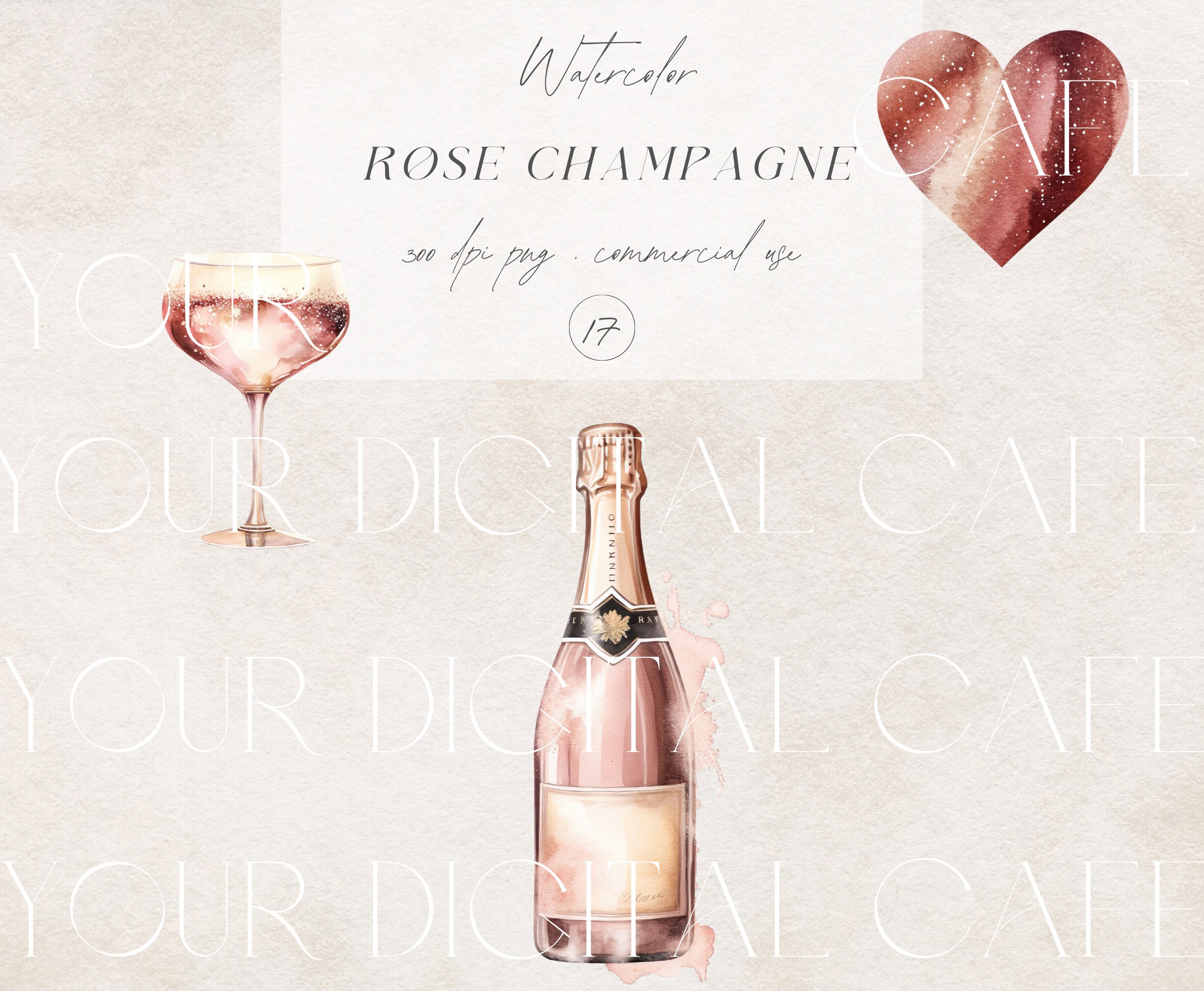 Watercolor Pink Champagne Clipart Bundle, Celebrations Clipart, Pink ...