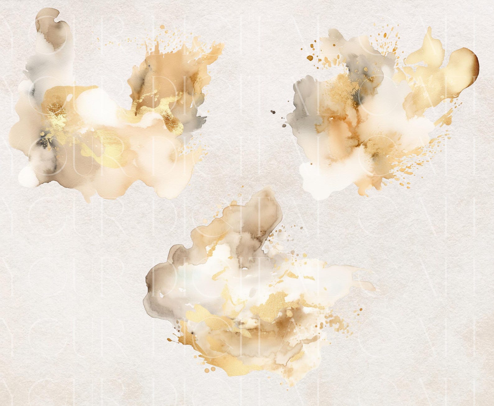 Neutral Splatter Clipart Bundle, Watercolor Splash Clip Art, Paint ...
