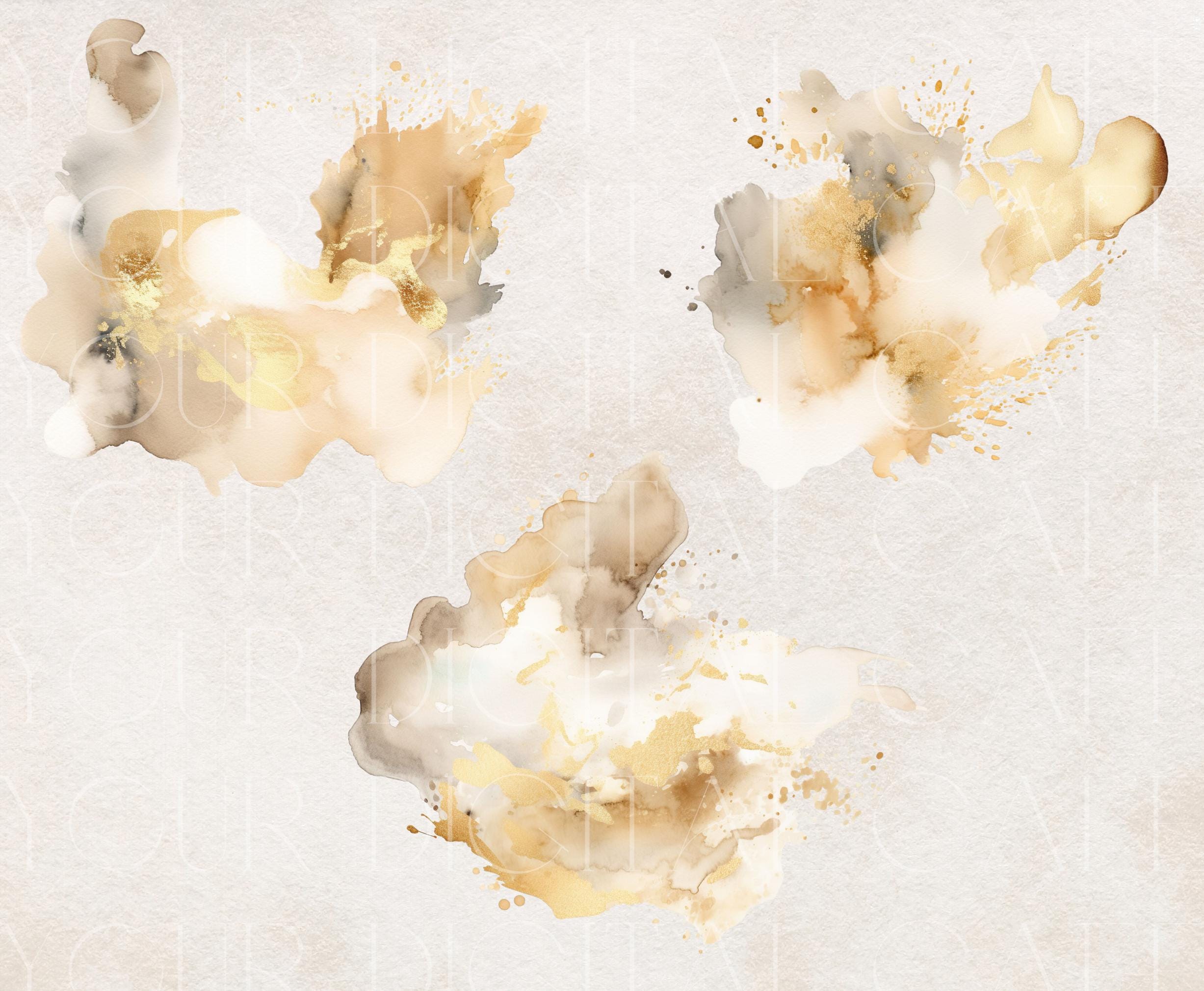 Neutral Splatter Clipart Bundle, Watercolor Splash Clip Art, Paint ...