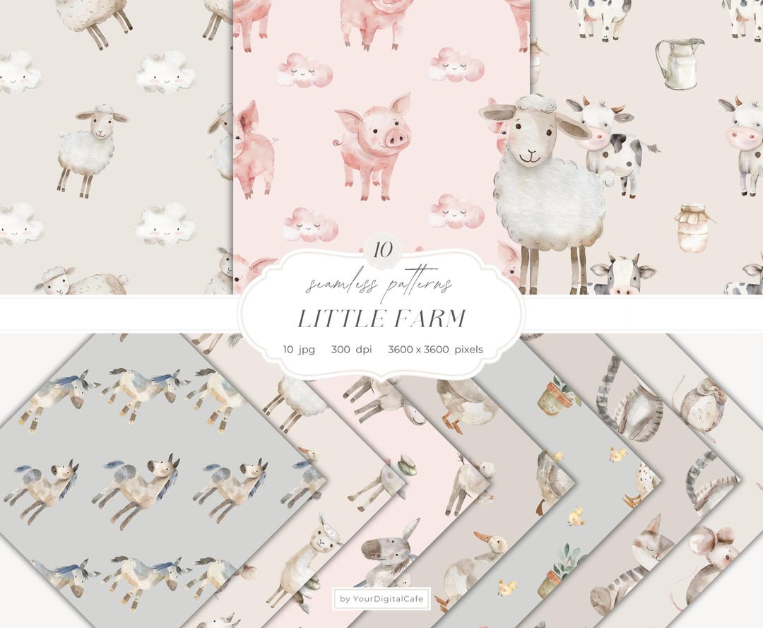Farm Animal Seamless Paper: Nursery Patterns, Cute Animals Background ...