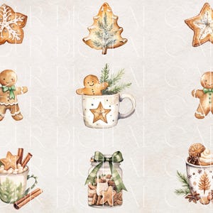 Watercolor Christmas Clipart Bundle, Cozy Christmas Graphics, Boho ...