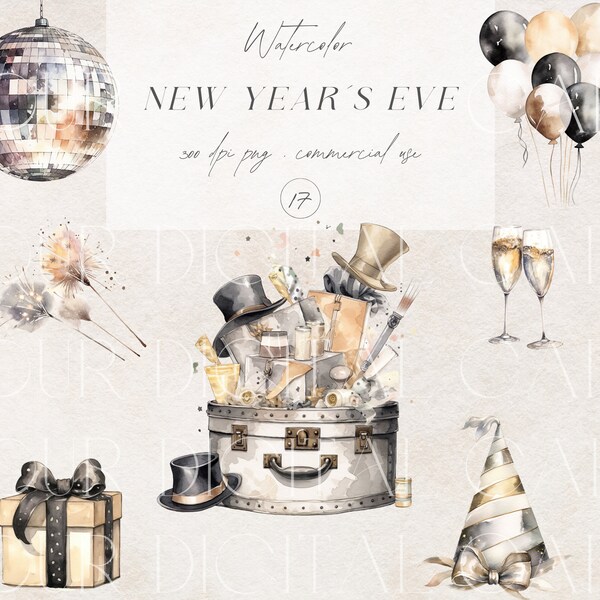 New Year Clipart - Etsy