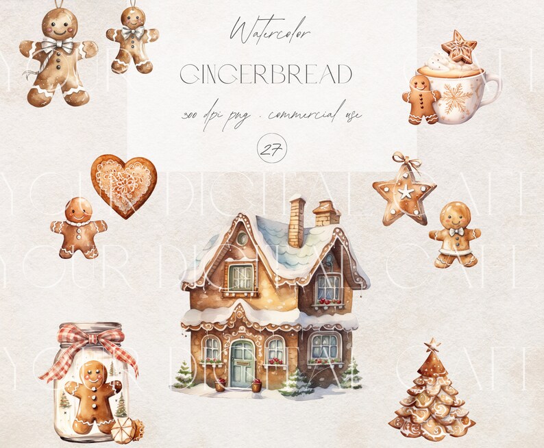 Watercolor Gingerbread Clipart Gingerbread Watercolor Clipart ...