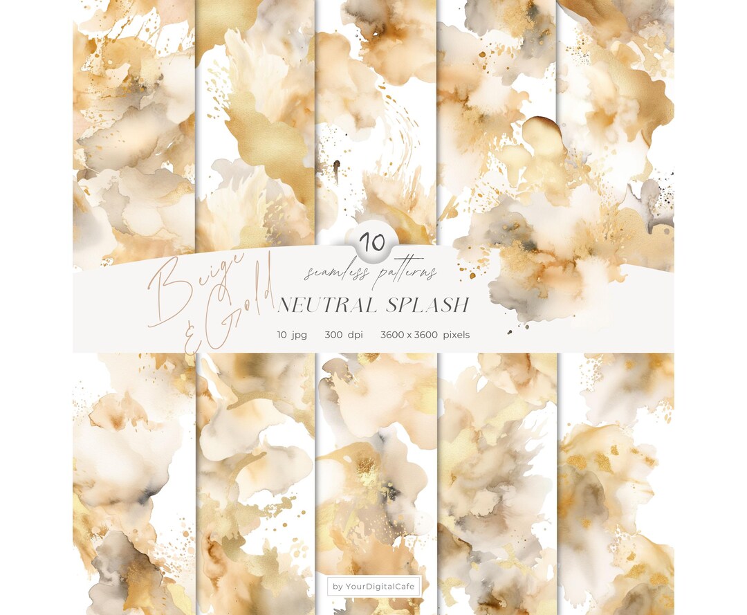 Watercolor Neutral Splatter Seamless Pattern: Splash Digital Papers ...