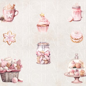 Kids Pink Watercolor Christmas Clipart, Festive Clipart, Holiday Png ...