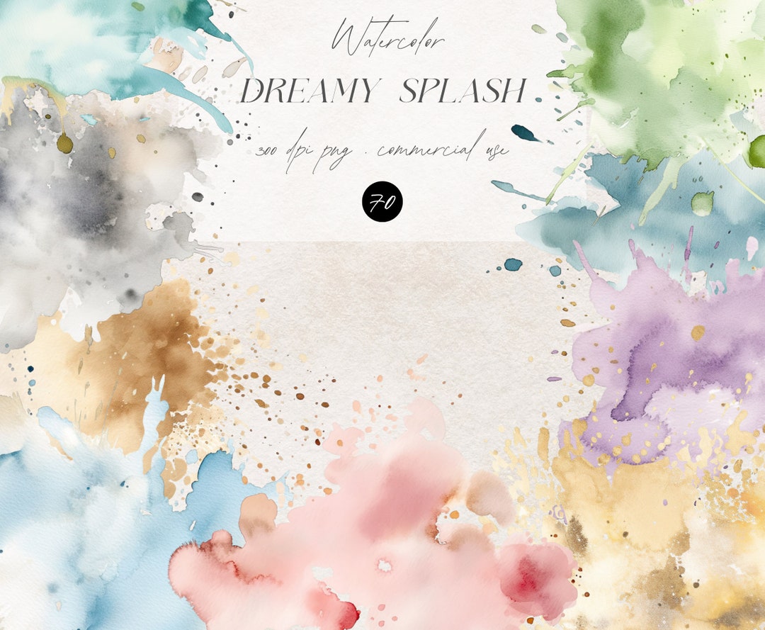 70 Neutral Watercolor Splashes Clipart Watercolor Abstract Background ...