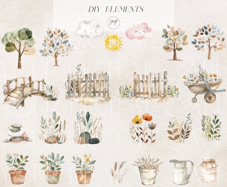 Watercolor Farm Animal Clipart Bundle, Farm Animals PNG Set, Nursery ...