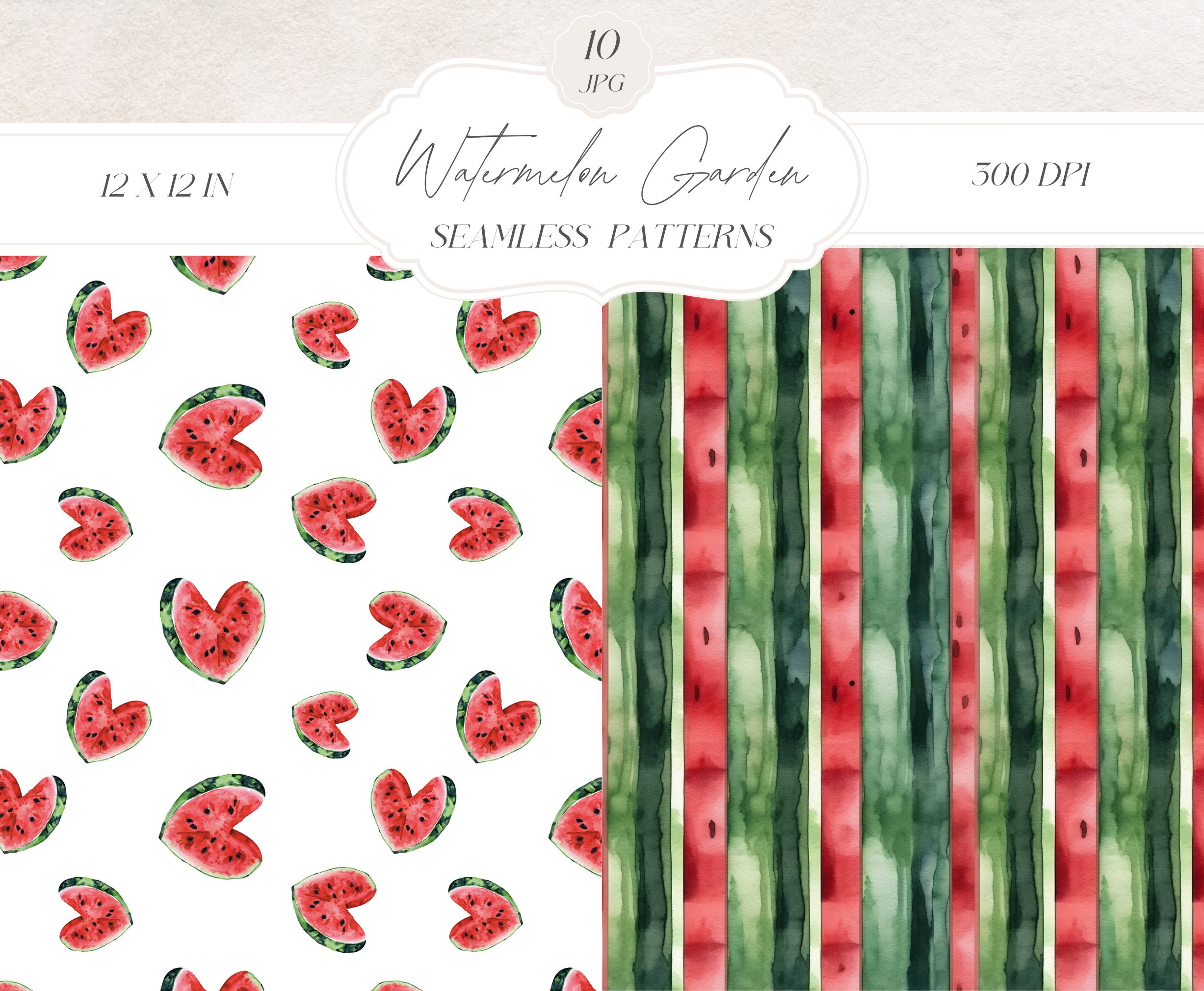 Watercolor Watermelon Seamless Patterns, Watermelon Digital Paper ...