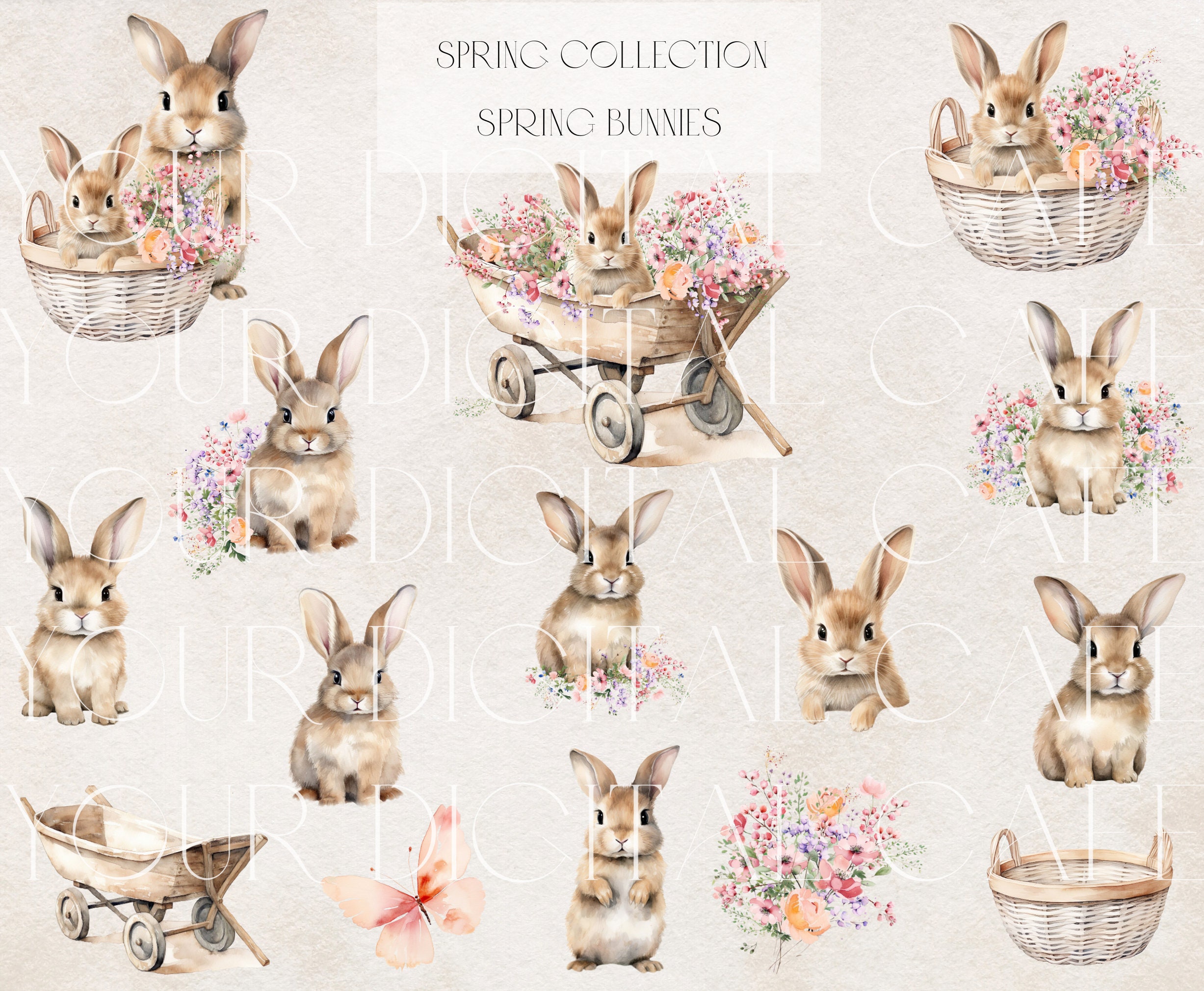 Spring Clipart Bundle Watercolor Spring Flowers Clipart Easter Clipart ...