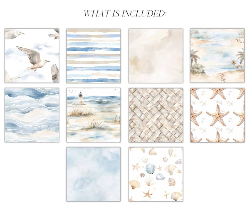 Motifs aquarelle océan sans couture : papier numérique neutre plage d ...