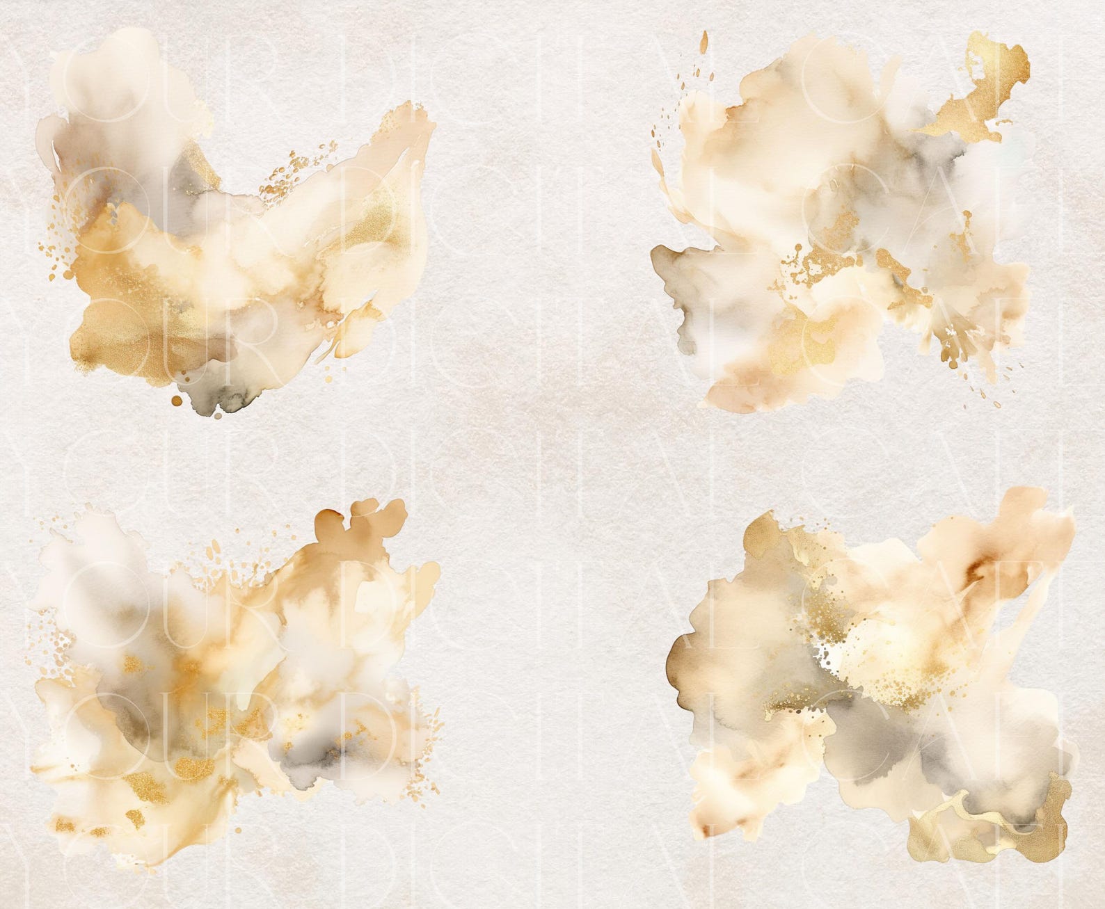 Neutral Splatter Clipart Bundle, Watercolor Splash Clip Art, Paint ...