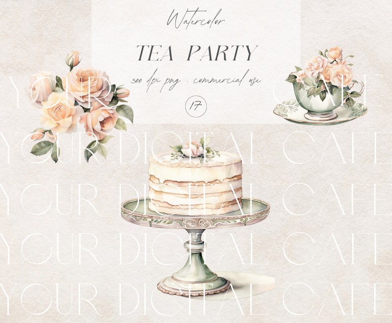 Tea Party Clipart Watercolor Tea Time Clipart Tea Party Graphics ...