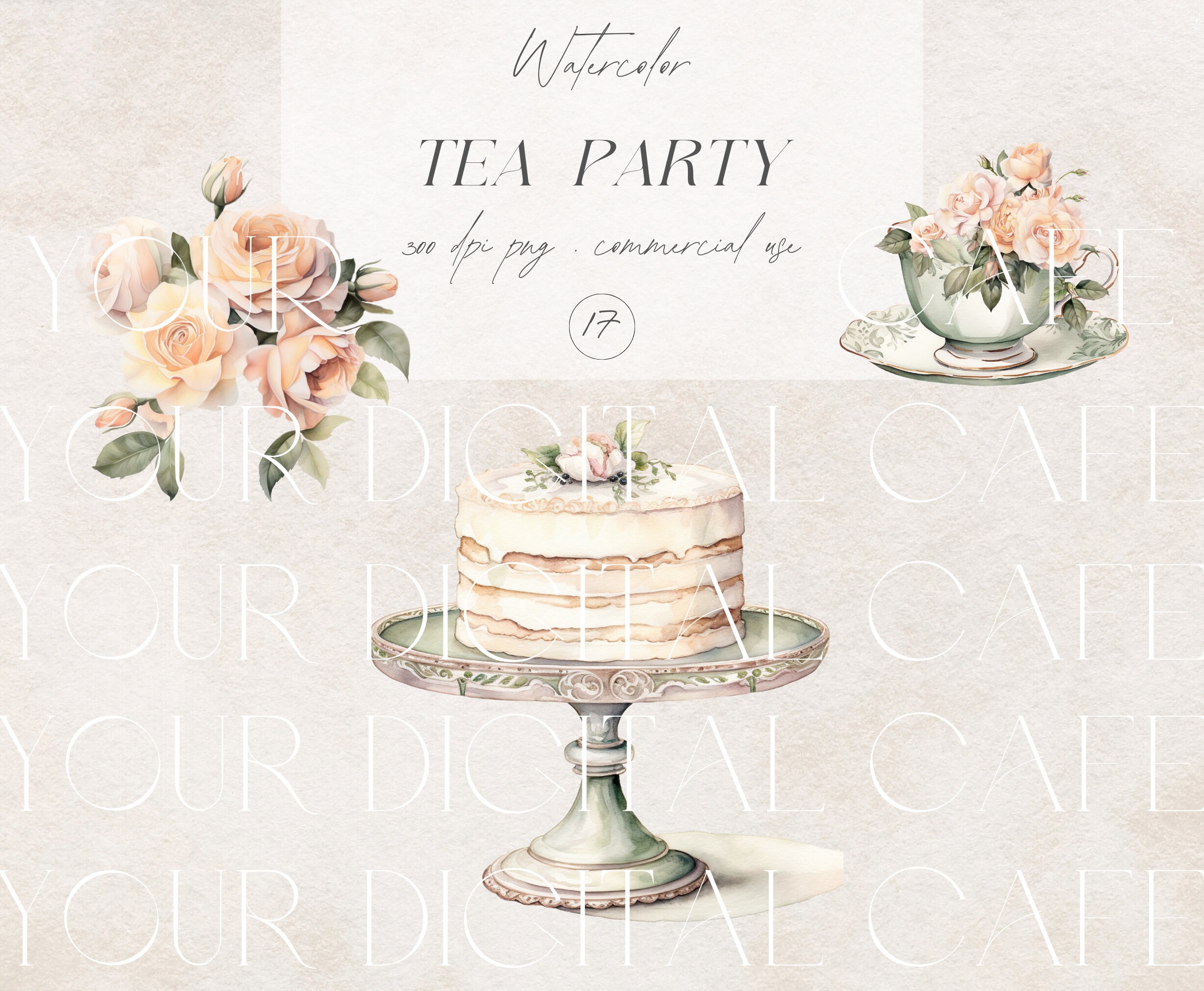 Tea Party Clipart Watercolor Tea Time Clipart Tea Party Graphics ...