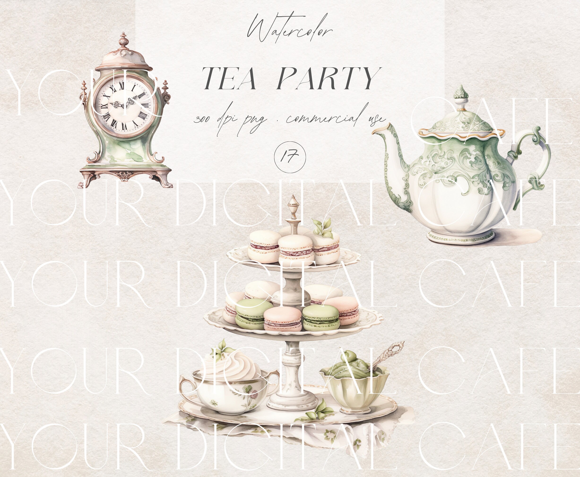 Tea Party Clipart Watercolor Tea Time Clipart Tea Party Graphics ...