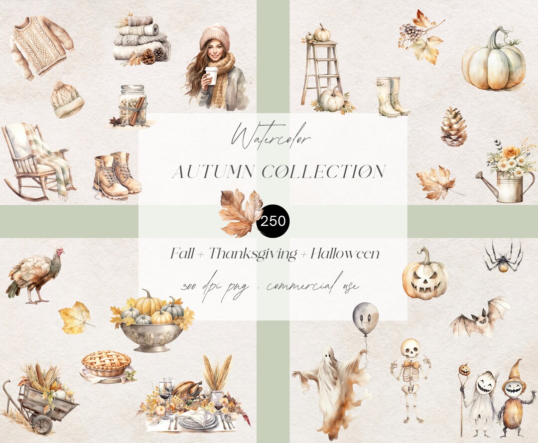 Autumn Clipart Bundle Fall Clipart Bundle Watercolor Bundle-fall ...
