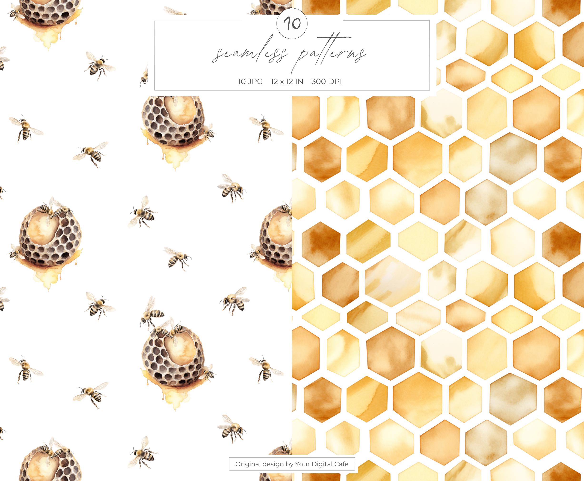 Honey Bee Seamless Paper: Summer Patterns, Floral Background, Scrapbook ...