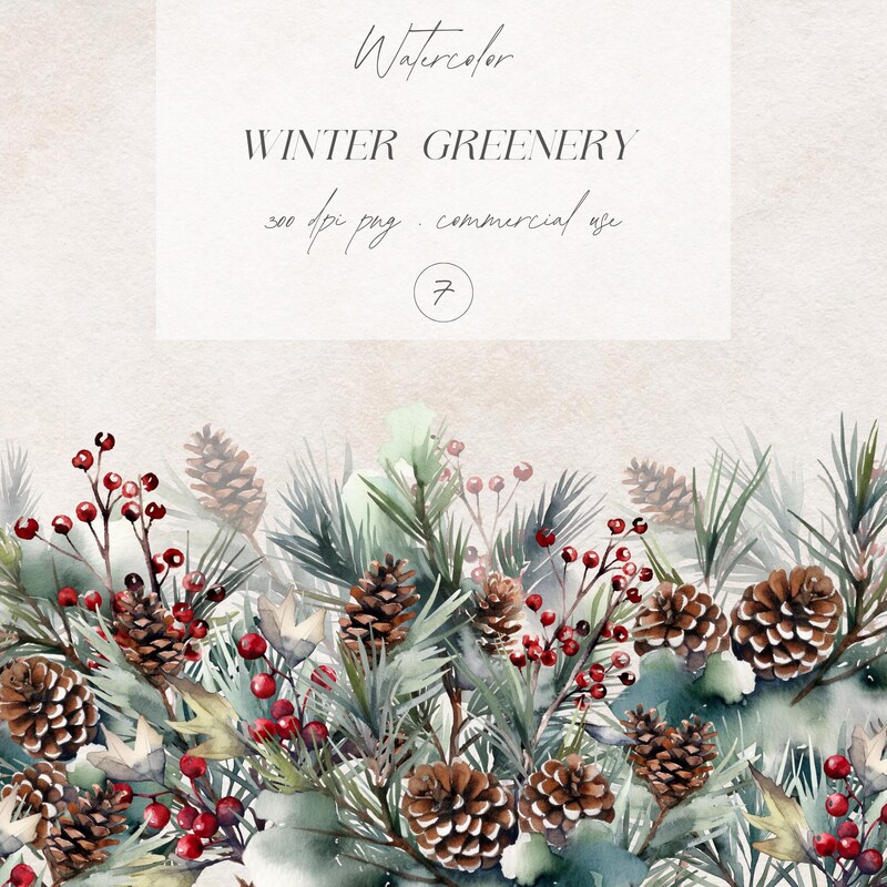 Winter Greenery Clipart - Etsy
