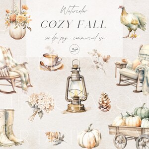 Watercolor Cozy Fall Clipart Fall Decor Watercolor Watercolor Cozy ...