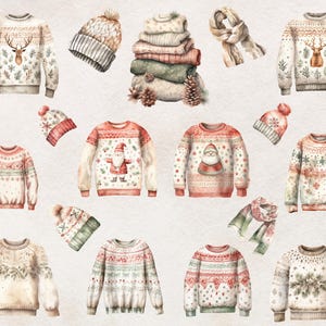 Watercolor Christmas Sweater Clipart, Cute Christmas Jumper Png, Ugly ...