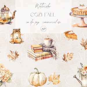 Watercolor Cozy Fall Clipart Fall Decor Watercolor Watercolor Cozy ...