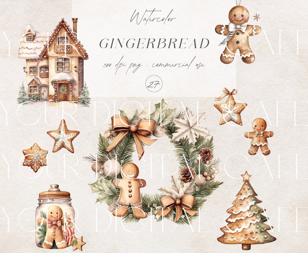 Watercolor Gingerbread Clipart Gingerbread Watercolor Clipart ...