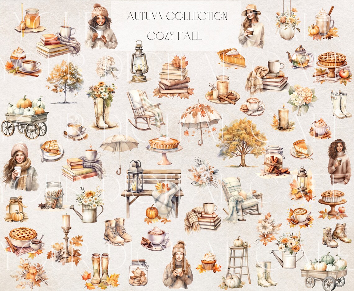 Autumn Clipart Bundle Fall Clipart Bundle Watercolor Bundle-fall ...