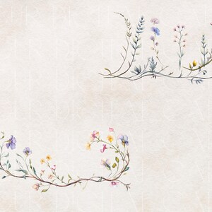 Watercolor Floral Borders Clipart Bundle, Wild Flowers Clipart ...
