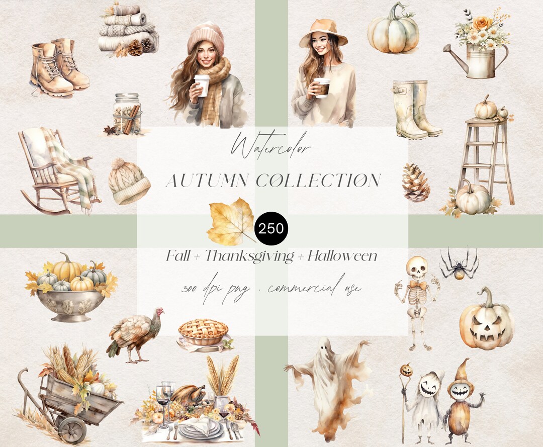 Fall Watercolor Clipart Autumn Clipart Fall Clipart Bundle Fall ...
