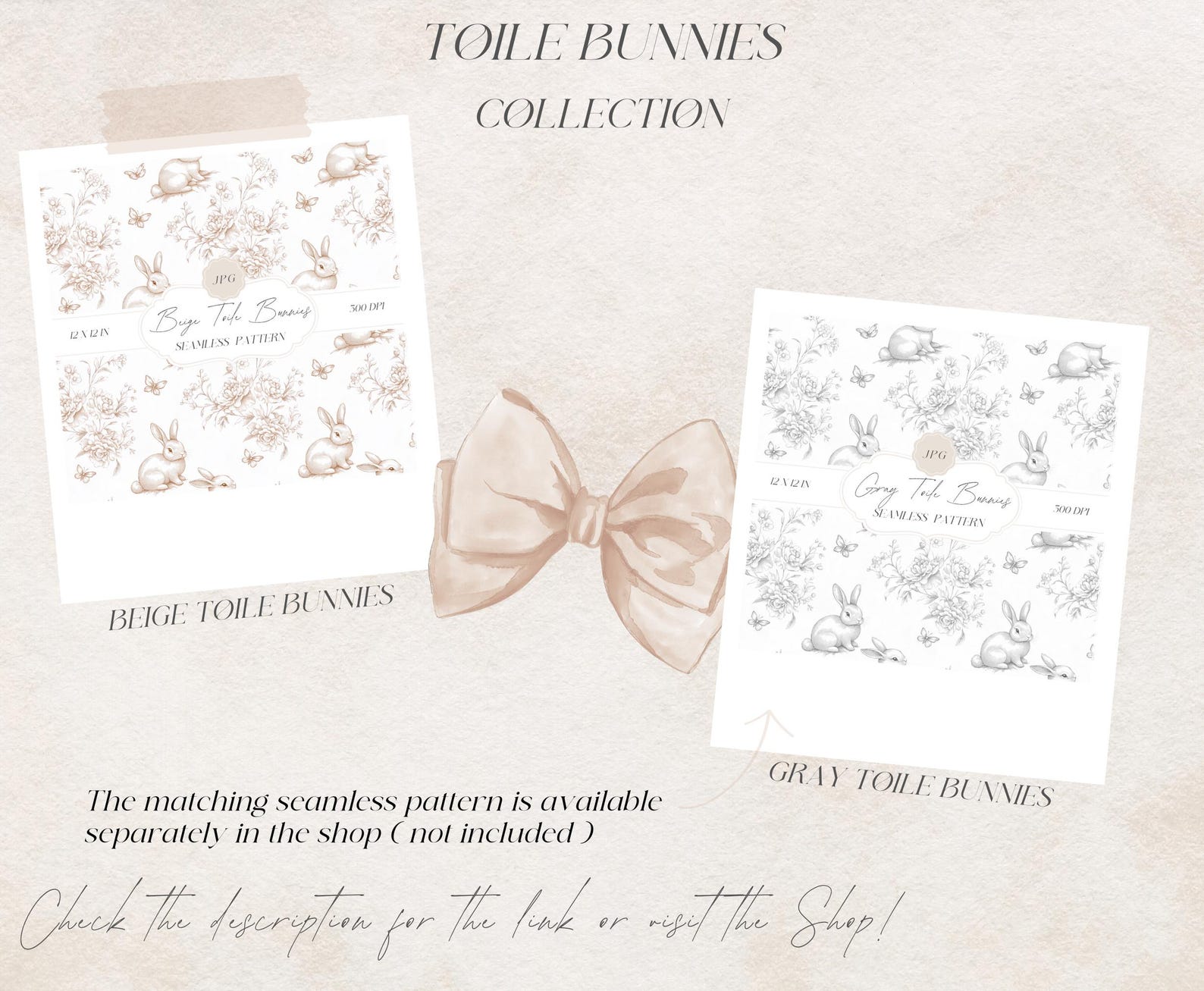Neutral Toile Bunnies Seamless Pattern, Nursery Background, Chinoiserie ...