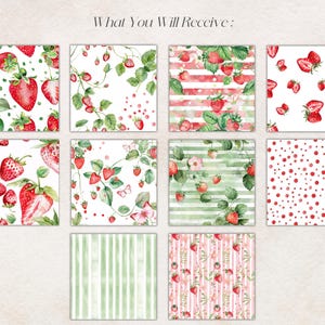 Watercolor Strawberry Seamless Patterns, Cute Strawberries Digital ...