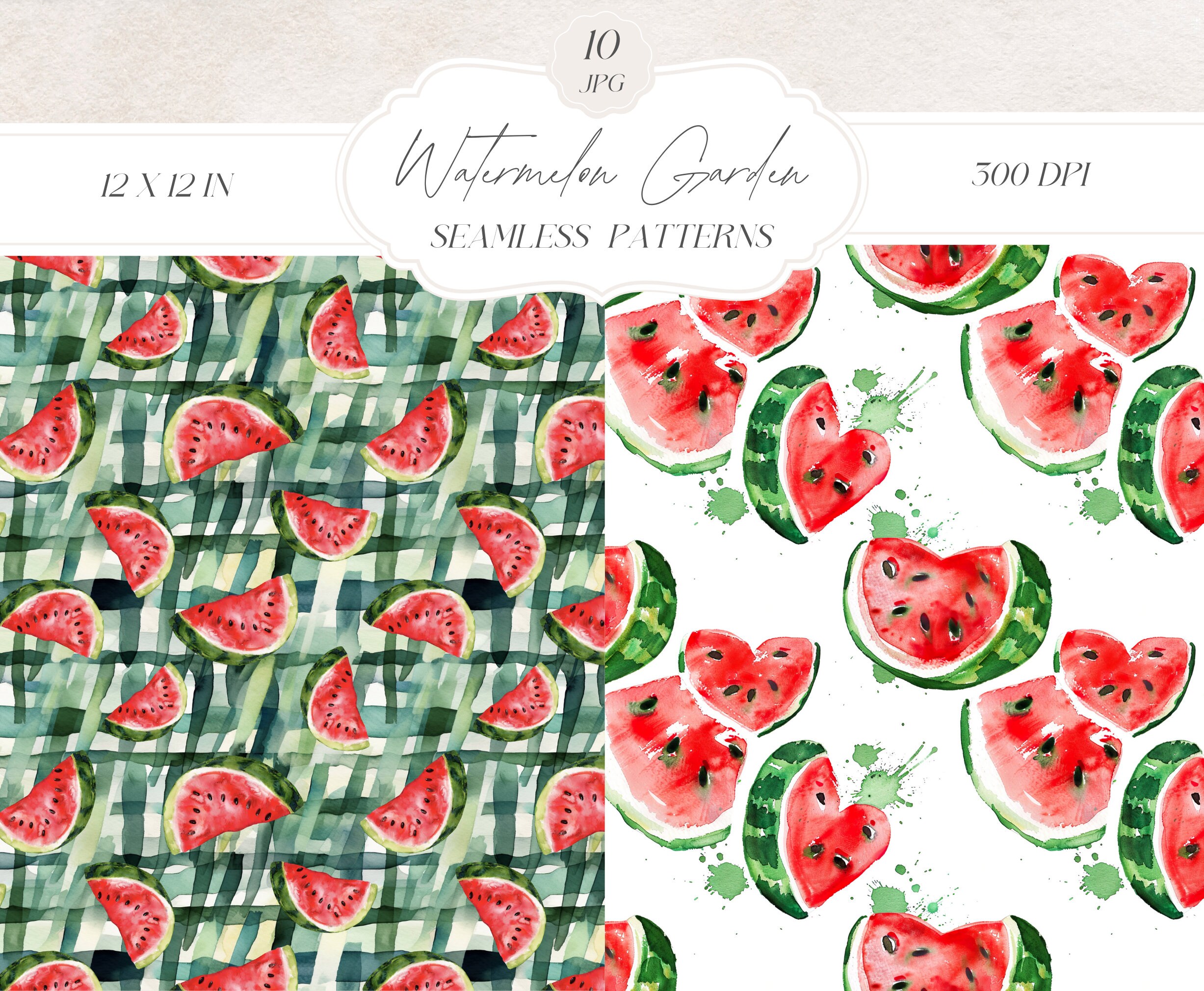 Watercolor Watermelon Seamless Patterns, Watermelon Digital Paper ...