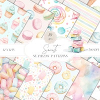 Macarons Digital Paper, Macaron Pattern, Dessert Digital Paper, Chevron ...