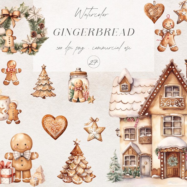 Gingerbread Clipart - Etsy