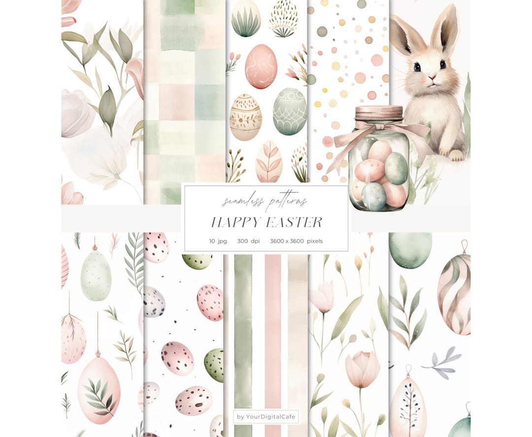 Happy Easter Seamless Paper: Spring Patterns, Pastel Background ...