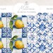 Mediterranean Tile Seamless Patterns, Watercolor Lemons Clipart, Blue ...