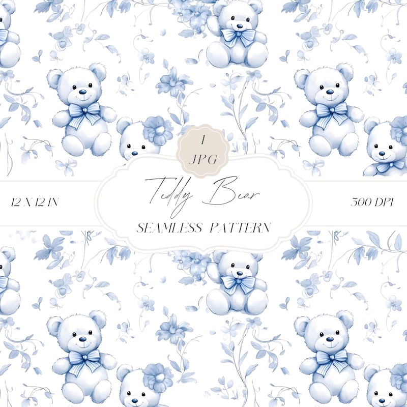 Girls Toile Print Bear - Etsy